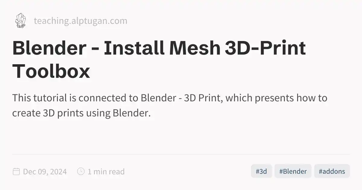 Blender - Install Mesh 3D-Print Toolbox