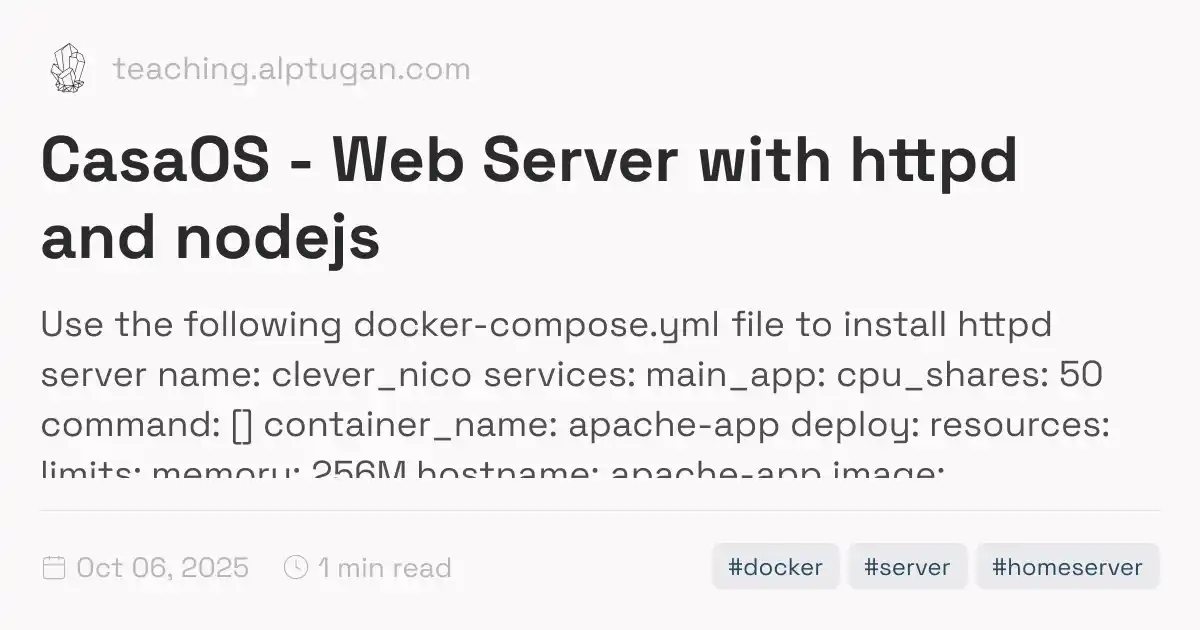 CasaOS - Web Server with httpd and nodejs