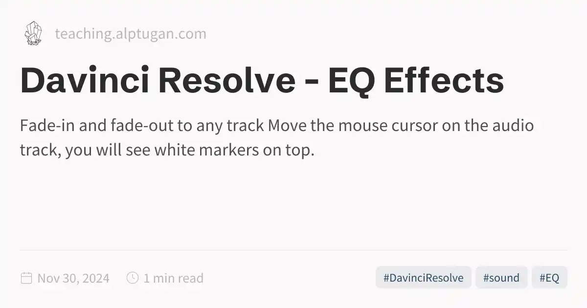 Davinci Resolve - EQ Effects
