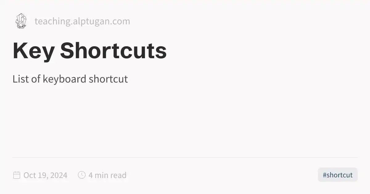 Key Shortcuts