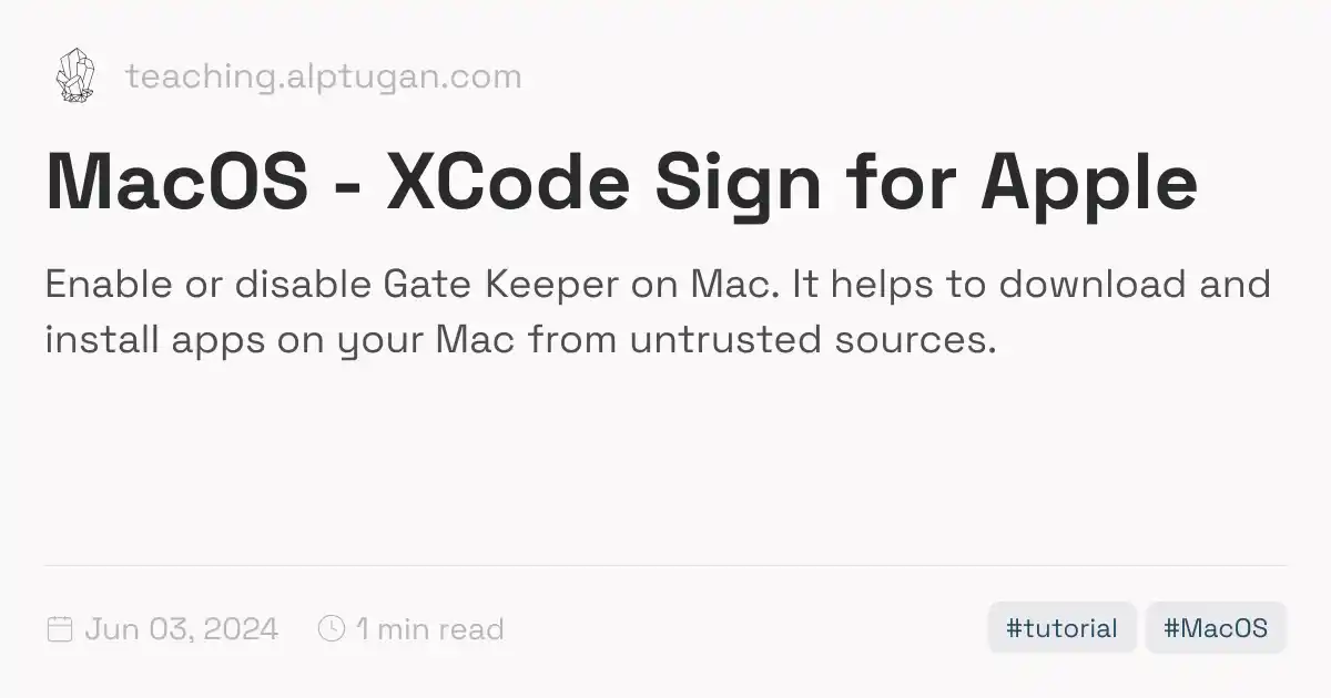 MacOS - XCode Sign for Apple