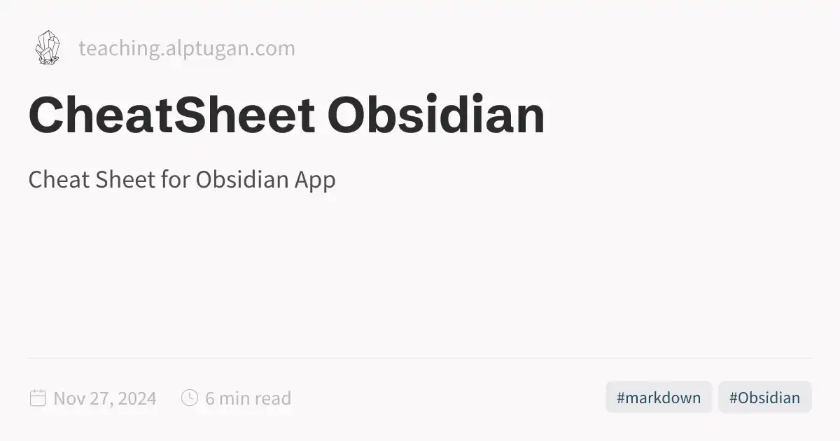 CheatSheet Obsidian