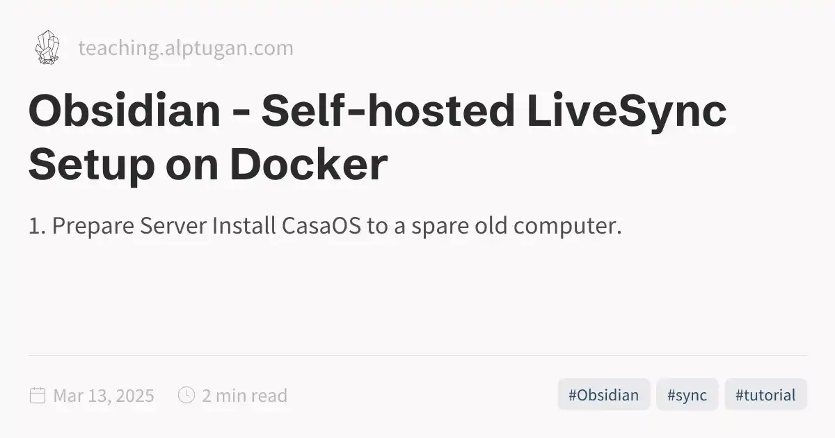 Obsidian - Self-hosted LiveSync Setup on Docker