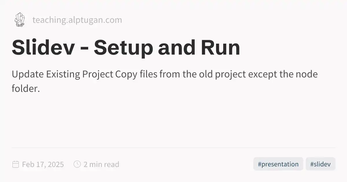 Slidev - Setup and Run